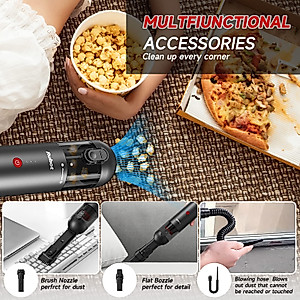 RUBOT Car Vacuum Cordless Rechargeable, Handheld Vacuum Cleaner Strong Suction with Lightweight,Portable Mini Vacuum for Home and Car Carpet Stairs Pet-P05(Black)