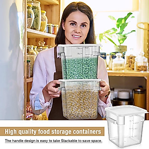 FoldTier 2 Pieces Square Food Storage Containers Polycarbonate Clear food Container with Lid Commercial Storage with Graduations for Commercial Kitchen Dough Marinating Meat(White,8 Qt)