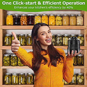 Electric Mason Jar Vacuum Sealer Kit, Jar Vacuum Sealer for Canning Jars - 3 in 1 Vacuum Sealer Compatible with Wide & Regular Mason Jars/Vacuum Bags/Seal Containers for Food Storage (Black)