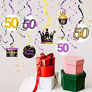 50th Birthday Decorations for Women Purple Gold 50th Birthday Hanging Swirls Hanging Swirls Decorations for Purple Gold 50 Years Old Party Supplies