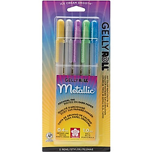 Sakura 57373 5-Piece Gelly Roll Blister Card Assorted Colors Hot Metallic Gel Ink Pen Set