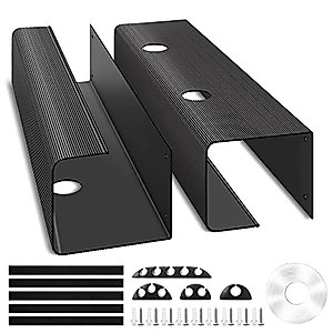 Large Capacity Under Desk Cable Management Trays 2 Pack - 31.5in Ultra Sturdy PVC Cable Tray - Cable Organizer Under Desk for Office and Home, 2 Install Options for All Applications - Black