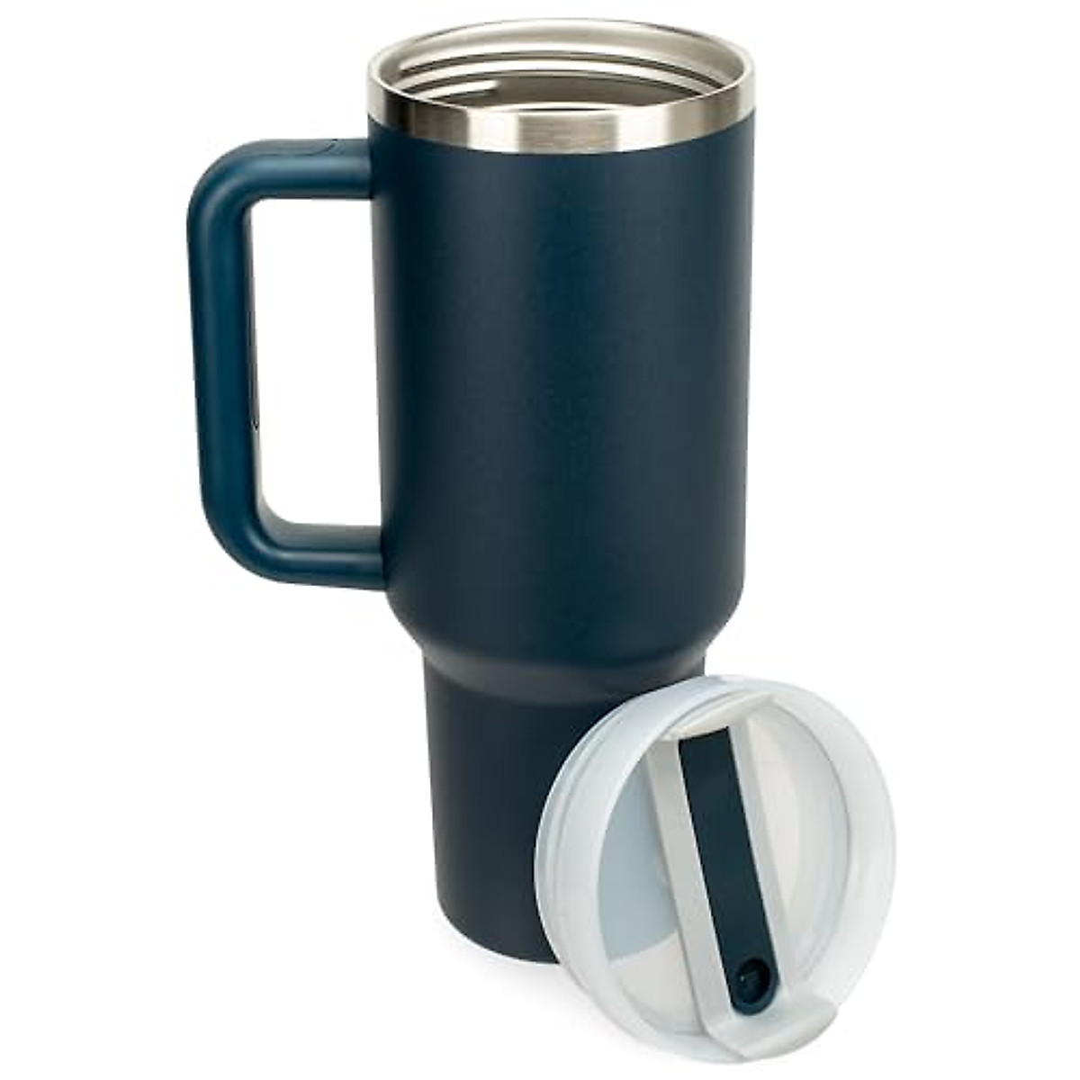 100 North | 40 oz Stainless Steel Double Wall Insulated Travel Tumbler With Handle, Straw, and Lid, World's Greatest Carpenter Navy Blue