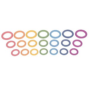 TickiT-73977 Rainbow Wooden Rings - Set of 21 - 3 Sizes - Counting and Sorting Rings - Loose Parts Wooden Toy for Babies and Toddlers 10m+ - Inspire Curiosity and Open-Ended Play