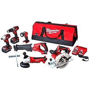 Milwaukee 2696-26 M18 Cordless LITHIUM-ION 6-Tool Combo Kit