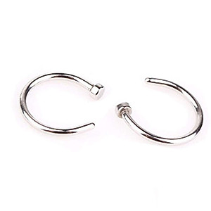 yueton Pack of 10 Nose Studs, Assorted Stainless Steel Body Jewelry Piercing Nose Open Hoop Ring Earring Body Piercing Studs Body Slave Jewelry