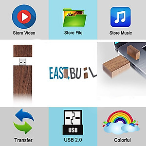 2GB Wooden USB Flash Drives 100 Pack, EASTBULL Bulk Flash Drives Walnut Wooden Thumb Drives Pack High Speed 2.0 for Date Storage (Dark Brown)