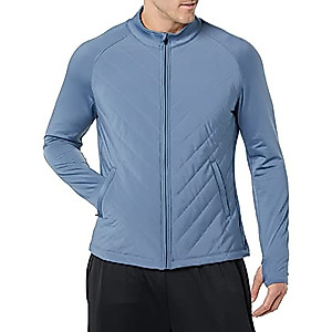 Amazon Essentials Men's Slim Fit Performance Stretch Quilted Active Jacket, Deep Blue, Large