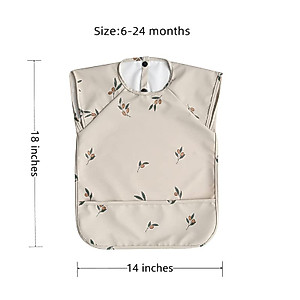 GZMM Waterproof Baby Bibs,Infant Toddler Extra Cover Feeding Bib With Food Catcher,Easy Clean & Washable