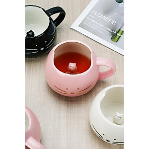 Koolkatkoo Cat Mug Cute Ceramic Coffee Mugs Hidden 3D Animal Inside Mug Novelty Tea Cup Pink Mug for Women Girl Mothers Day Gifts Cat Gifts for Cat Lovers Holiday Christmas Gifts Birthday Gifts 12 oz