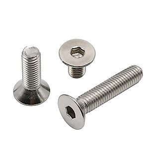 #2-56 UNC Flat/Countersunk Head Socket Screws,100-Piece,Stainless Steel,Full Thread,Right Hand (#2-56 x 3/16")