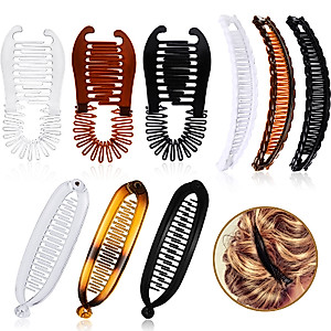 9 Pieces Banana Clips Hair for Thick Curly Hair Women Flexible Plastic Banana Grips Fishtail Ponytail Banana Holder Clincher Combs Banana Hair Comb Clips Girls Women