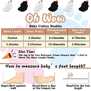Bencailor 2Pair Baby Booties Unisex Newborn Baby Cotton Booties Warm Sock Shoes Nonslip Stay on Baby Shoes with Gripper Soles (Black, White,6-12 Months)