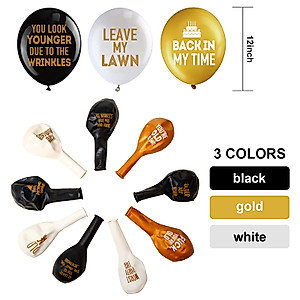40 Pieces 12 Inch Abusive Old Age Birthday Party Latex Balloons Decoration, Gold Black Fun Abusive Birthday Decoration Balloons for Adults Birthday Party Supplies Indoor/Outdoor (Classic Style)