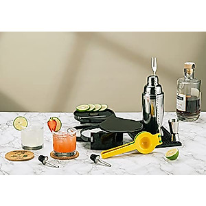 USEEKRIL Margarita Cocktail Kit - Set of Rocks Glasses | Stainless Cocktail Shaker | Jigger|Bar Spoon|Citrus Squeezer | Coasters | Pourers | Cocktail Picks | Accessories to Craft Margaritas at Home!
