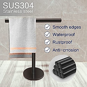 Hand Towel Holder Stand for Bathroom Vanity Countertop Matte Black T-Shape Towel Bar Rack Stand Towel Bar for Bathroom Kitchen