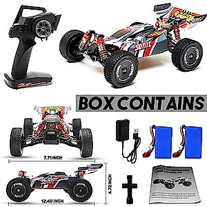 LFOLUSU 1:14 Fast RC Cars for Adults, Max 60KM/H Hobby Electric RC Trucks Hobby Remote Control Car 4X4 All Terrain Off-Road Racing Buggy Two Batterie Waterproof Truck Boy Girl Adults Toy Cars for Gift