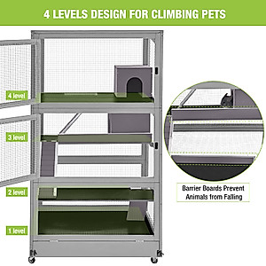 GUTINNEEN Large Critter Nation Cage for Chinchilla Ferret Rat Squirrel Lizard Chameleon Small Animal, Anti-Chewing, Movable