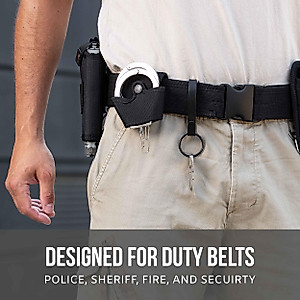 TKH-S1 Stealth Tactical Key Ring Holder for Duty Belts, Quick Release Clip w/2 XL Detachable Rings Max 2.25" Belt For Police, Correctional, Fire Dept