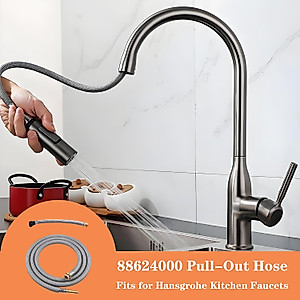 88624000 Pull-out Hose Replacement for Hansgrohe Kitchen Faucets with Brass Connectors, Pull Down Faucet Spray Hose Parts, 59-Inch + 10.5-Inch