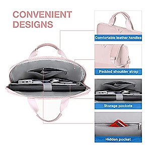 BAGSMART Laptop Bag for Women, 15.6 Inch Laptop Case,Slim Computer Bag,15 Inch Messenger Shoulder Bag, Laptop Briefcase for Business Office Travel, Light Pink