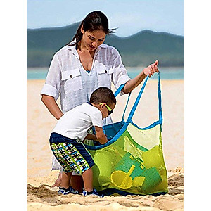 SupMLC Mesh Beach Bag Extra Large Beach Bags and Totes Tote Backpack Toys Towels Sand Away For Holding Beach Toys Children' Toys Market Grocery Picnic Tote