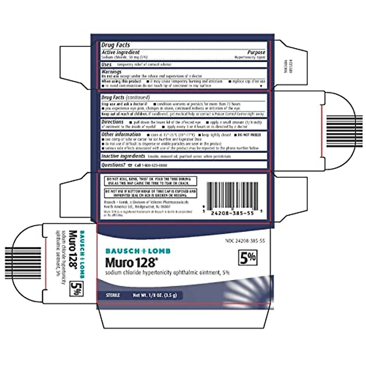 Bausch & Lomb Muro 128 Sodium Chloride Hypertonicity Opthalmic Ointment 5% 3.5g (lot of 4 boxes)