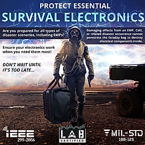 Mission Darkness T10 Faraday Bag for Computer Towers & XL Electronics // Military-Grade Faraday Cage for Digital Forensics, RF Signal Blocking, EMP CME Protection, Preppers, and Personal Security