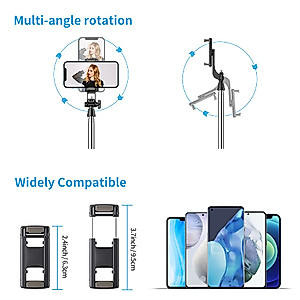 K&F Concept 61'' Bluetooth Selfie Stick Tripod, Extendable Selfie Stick with Wireless Remote & Mini Tripod Stand, Stainless Steel 360° Rotation Phone Holder for iPhone Samsung Android