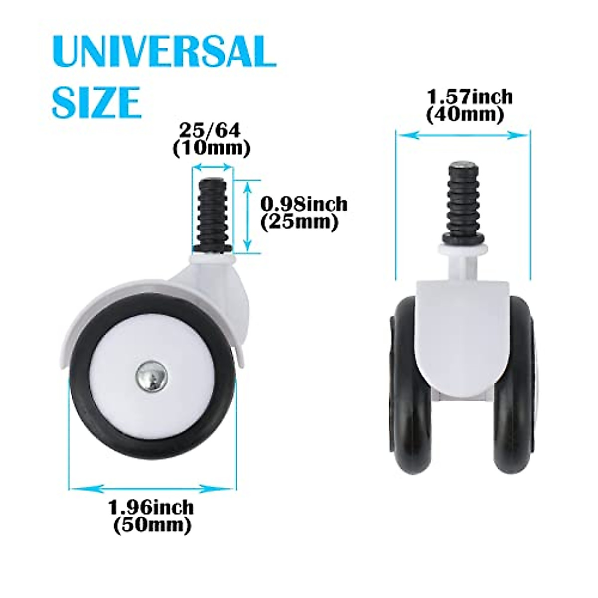 Baby Walker Wheels Replacement, Set of 4, Baby Walker Accessories, Plastic Rubber Wheels Casters, Universal Wheels (F-Black)