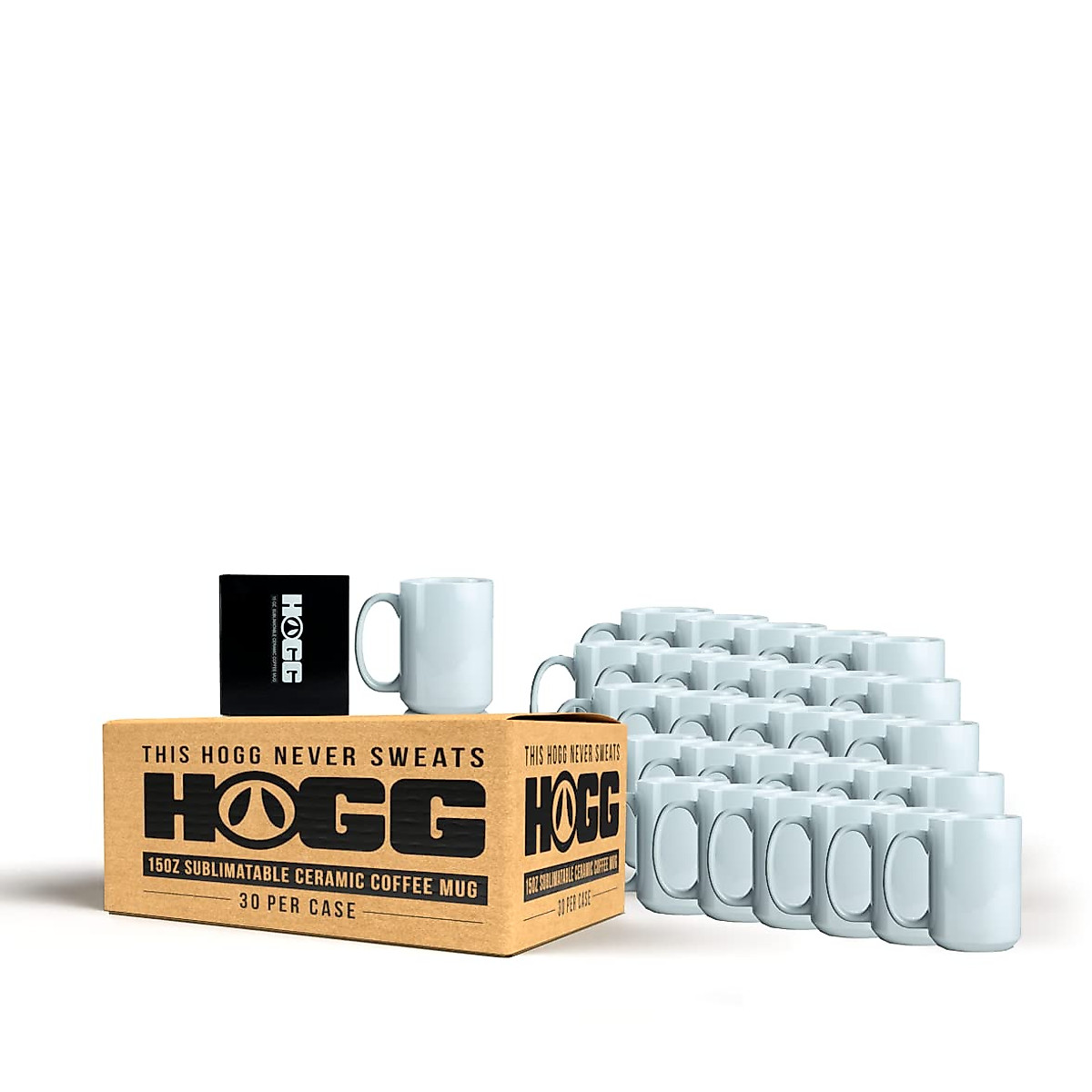 Hogg 15oz Sublimatable Ceramic Coffee Mug Case (30 Pack) DIY, Customizable, Add Logo, Vinyl, Alcohol Ink, or Glitter & Epoxy To Any Cup. Bulk/Wholesale Sublimation Tumblers