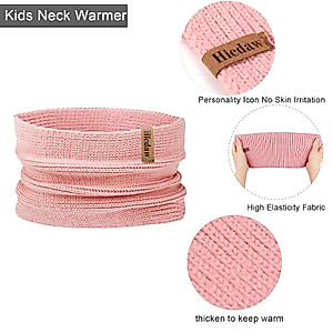 Hicdaw 3PCS Kids Winter Hat Glove Scarf Sets, Toddler Gloves Neck Warmer Baby Winter Hat Toddler Gloves Scarf Set for Boys Girls, Pink