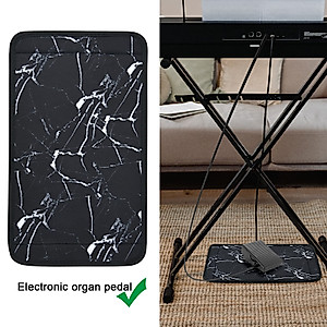 Sewing Machine Foot Pedal Pad Stay in Place Mat, Non Slip Rubber and Hook and Loop Pad to Keep Foot Pedal Steady on Hard Floor Carpet, Piano Pedal,12”x7”, 1/5” Thick (Black+White)
