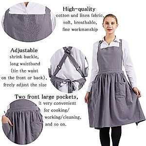 Nanxson Women Cotton Linen Apron Cross Back adjustable Work Apron Gardening Apron Chef Apron CF3046