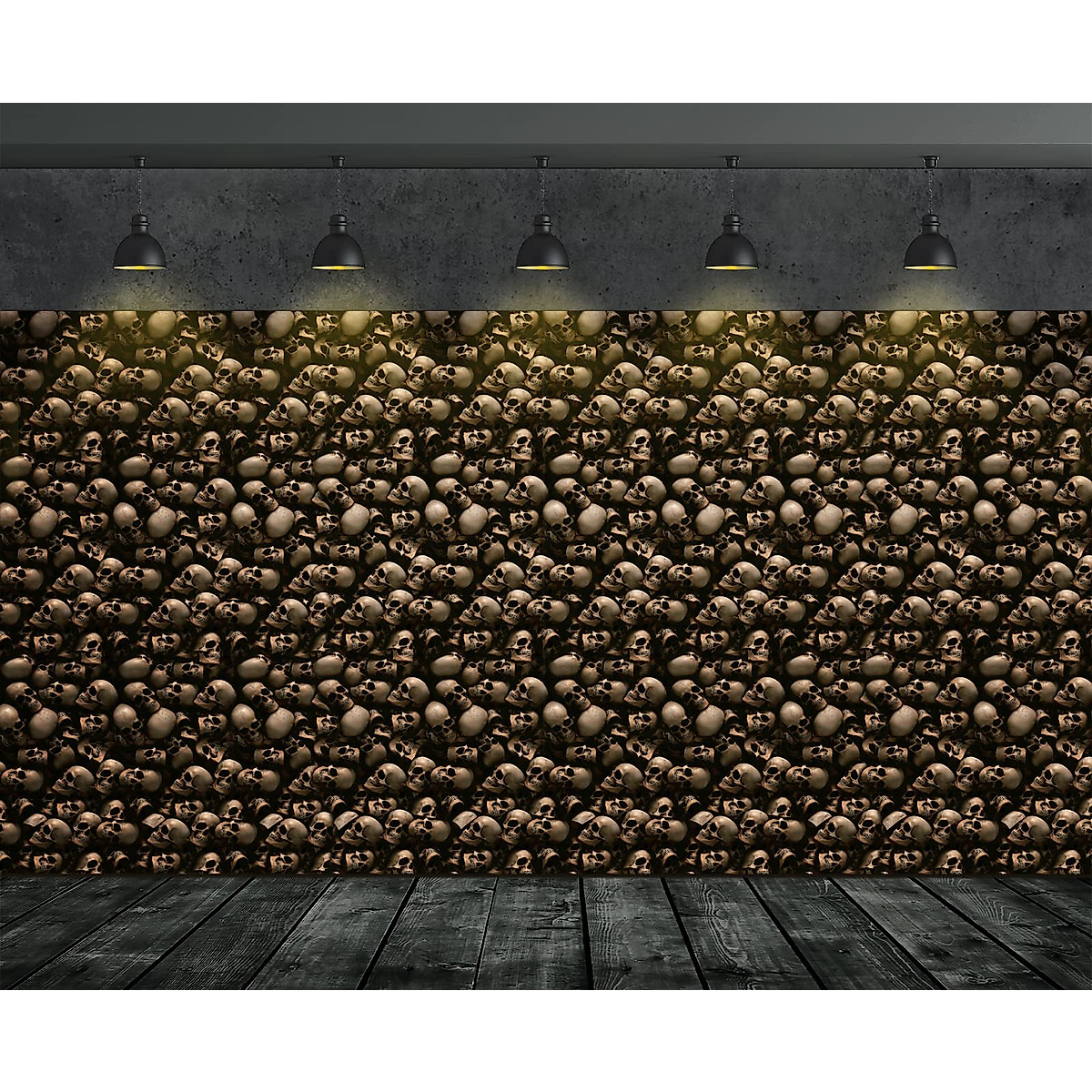 3Pcs Halloween Graveyard Skeleton Theme Party Decorations,Rectangle Plastic Smooth Surface Waterproof Catacombs Skull Sign Backdrop Tablecloth for Halloween Party Decoration and Supplies,54×108 inches