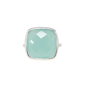 Solitaire Rings 925 sterling Silver band for girls chalcedony 10mm (9.5)