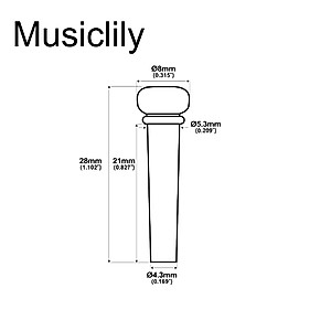 Musiclily SlottedGuitar Ebony Bridge Pins Endpins for Taylor Martin Acoustic Guitar Replacement, Black with White Pearl Shell Dot (Pack of 6)