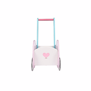 Toysters Wooden Push Walker Wagon for Toddlers | Adorable Baby Doll Carrier Buggy | Push Along Walking Toy and Doll Pram | Includes Stroller Mattress and Pillow | AT150
