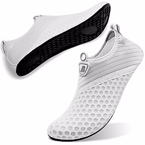 BARERUN Womens Mens Outdoor Water Shoes Aqua Socks for Beach Swim Surf Yoga Sport White 12-13 M US Women / 10-11 M US Men