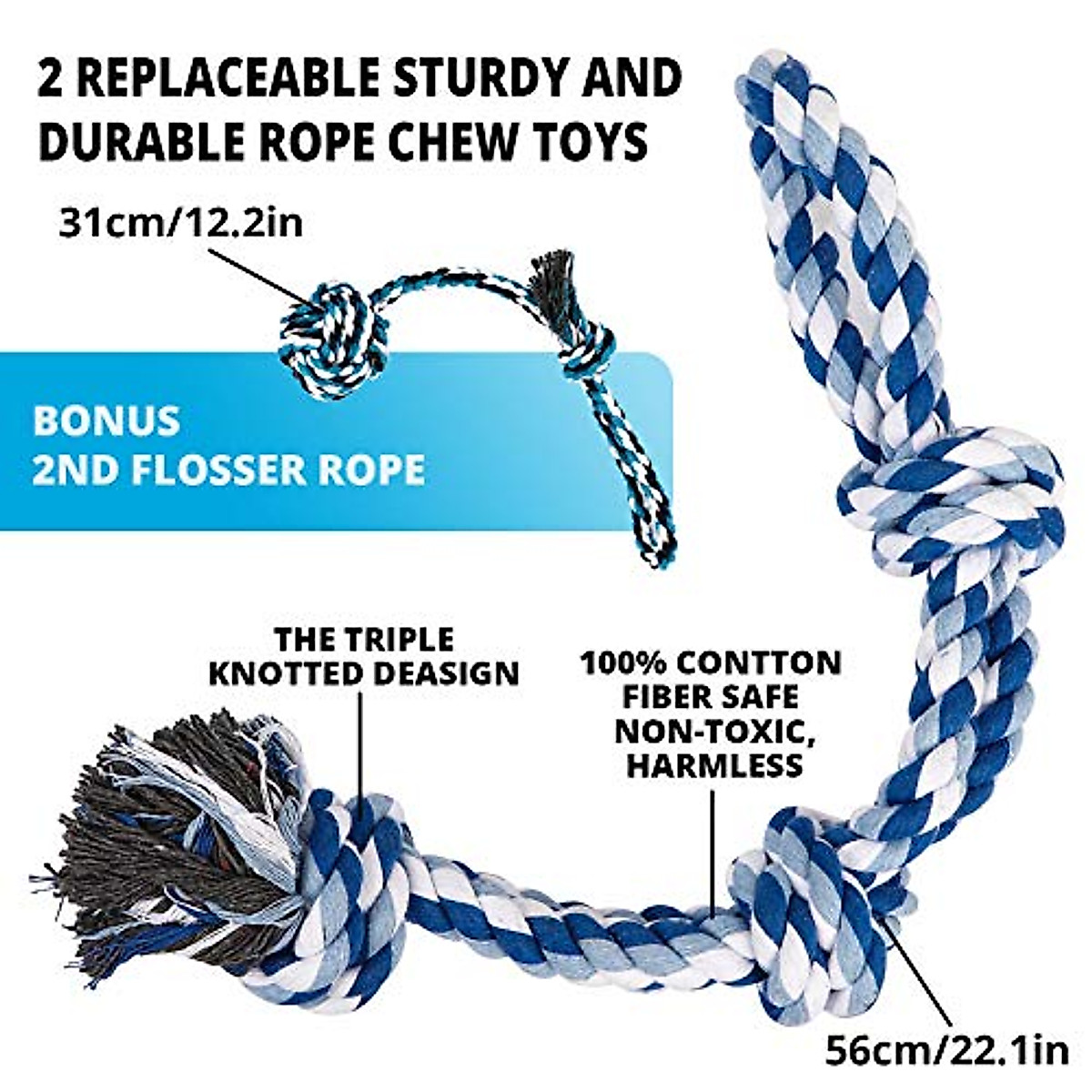 Spring Pole Dog Rope Toys: Dog Rope Pull & Tug of War Toy with a Big Spring Pole Kit & 2 Strong Dog Rope Toys & 16ft Rope - Muscle Builder Interactive Dog Toy for Pitbull Medium to Large Dog
