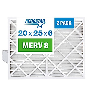 Aerostar 20x25x6 MERV 8 Replacement Pleated Air Filter for Aprilaire Space-Gard 2200, 2 Pack (Actual Size: 19 3/4" x 24 1/4"x 6")