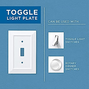 Franklin Brass Classic Architecture (1-Pack) Decorative Light Switch Cover Pure White 2-Gang Wall Plate Double Switch/Toggle Plate Covers Electrical Outlet Covers W35244-PW-C
