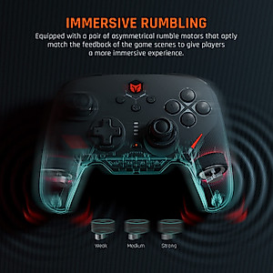 PC Gaming Controller, Wireless Controller with Custom Button, 6-Axis Gyro, Dual Shock, Macro, Turbo, Bluetooth Game Controller for Windows 10/Android/iOS/PC