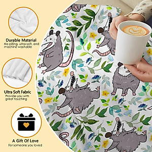 Opossum Blanket Floral Possum Throw Blanket Gifts for Girls Boys Kids Possum Stuffed Animal Lovers Super Soft Flannel Blanket for Sofa Plush Warm Cozy Bed Home Decor,30"x40"for Baby/Pets