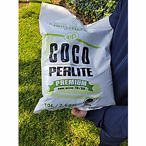 Coco Coir Perlite Mix Premium Pure Blend 70/30 RHP Certified Pre Buffered 9 Quarts /10 Liter / 2.6 Gallon Organic Coconut Coir Fiber Indoor Outdoor Flower/Vegetable Garden Plant Potting Soil