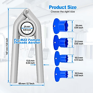 Faucet wrench, Aerator Key, Faucet Aerator removal tool, With Aerator Shell Removal Tool, Replacement Cache Aerators for Sink M 16.5, 18.5, 21.5, 24 mm Tap Aerators Flow Restrictor.