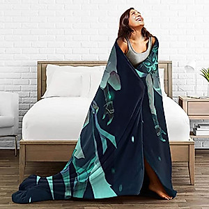 Genshin Impact Xiao Game Anime Blanket Flannel Fleece Warm Soft Throw Blanket for Couch Sofa Bed Living Room50 X40