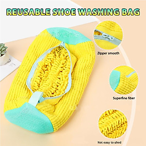 2Pcs Shoe Washing Machine Bag，Reusable Shoe Laundry Bag for Washer and Dryer，Shoe Cleaning Bag for Tennis Canvas Sport Shoes-Yellow