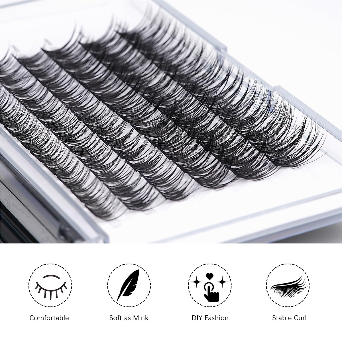 LANKIZ DIY Eyelash Extension, 72pcs Lash Clusters Individual Lash Extensions, Soft Cluster Lashes, 10-16mm Mix Resuale Lash Extension Clusters