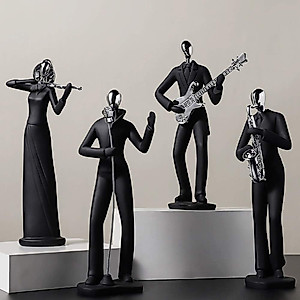 CALIDAKA Musical Instrument Player Figurine,Musical Modern Sculpture Collectible Abstract Statue,Musician Guitar Player Statue,Instrument Player Sculpture Bedroom Living Room Home Decor